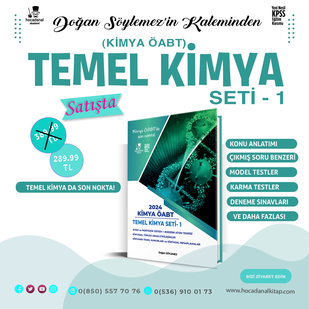 KİMYA ÖABT YAYINLARIMIZ – Hocadanal Akademi