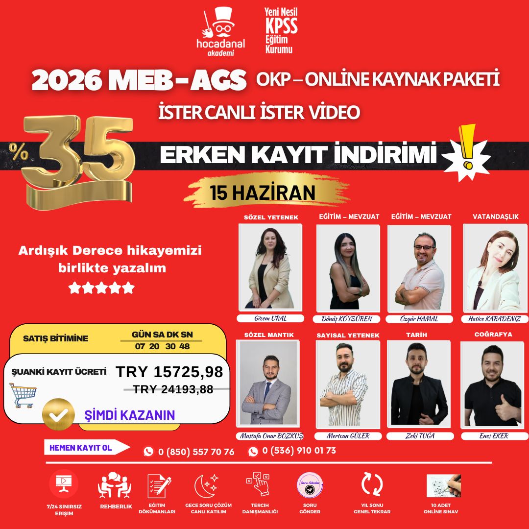 2025 MEB – AGS YENİ SEZON PAKETLERİ – Hocadanal Akademi